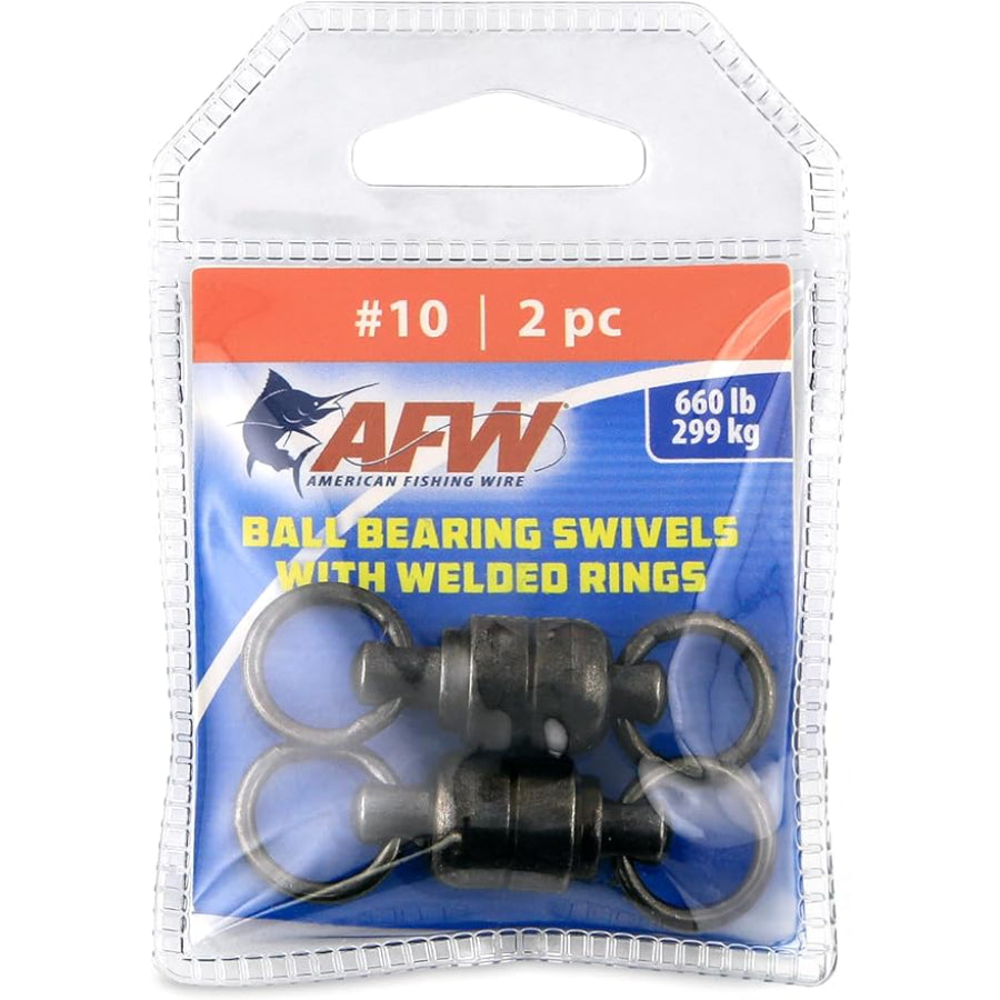 AFW BALL BEARING SWIVELS WITH WELDING RINGS #10 2PK | Big Dog Tackle